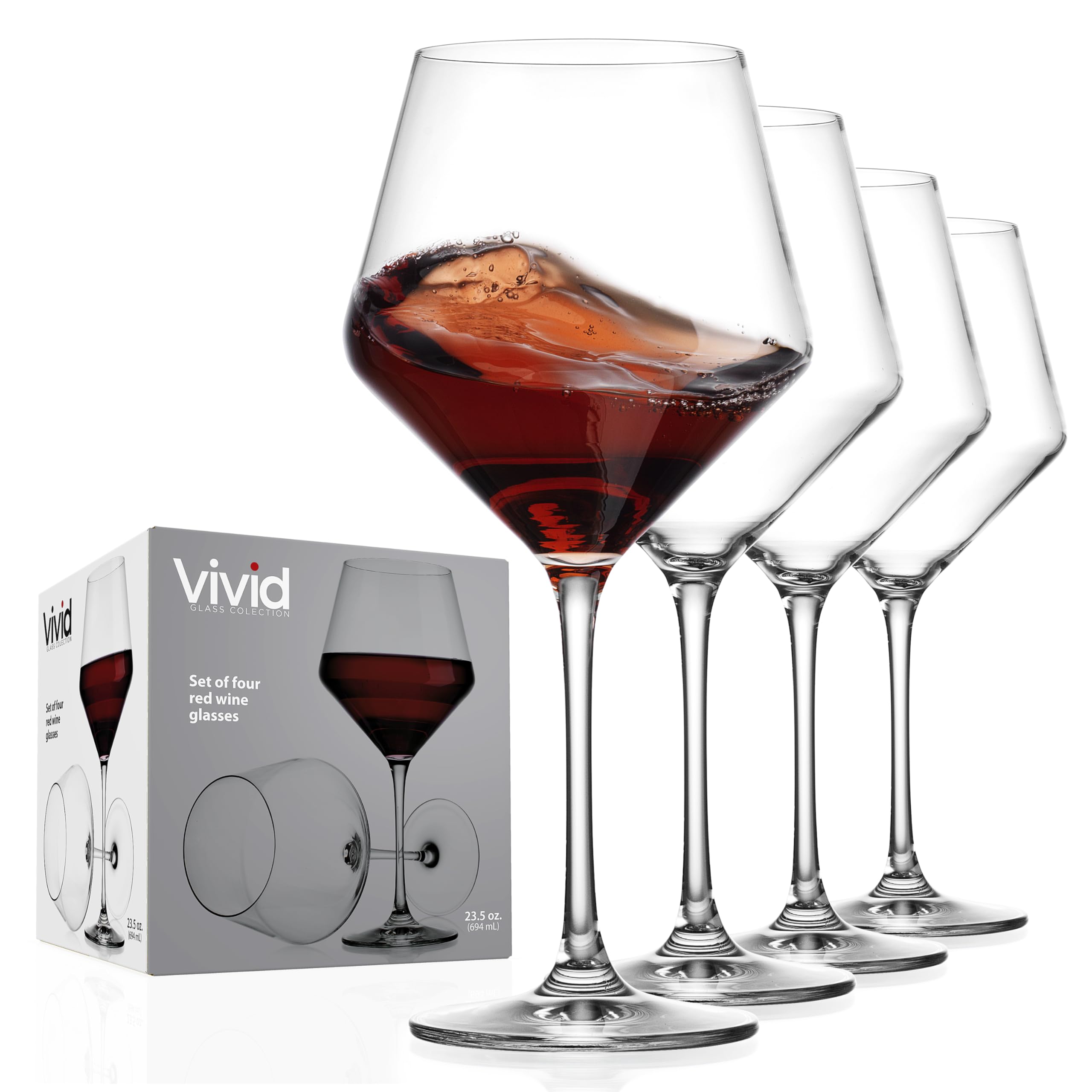 Glaver's Red Wine Glasses Set Of 4, 23 Oz Large Crystal White Wine Gla