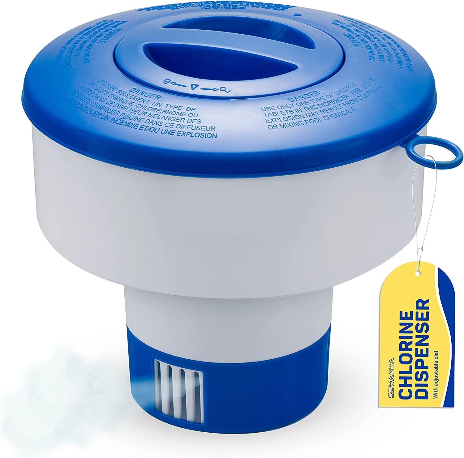 Floating Chlorine Dispenser for Pools with Pop-up Indicator, Fits 1-3-